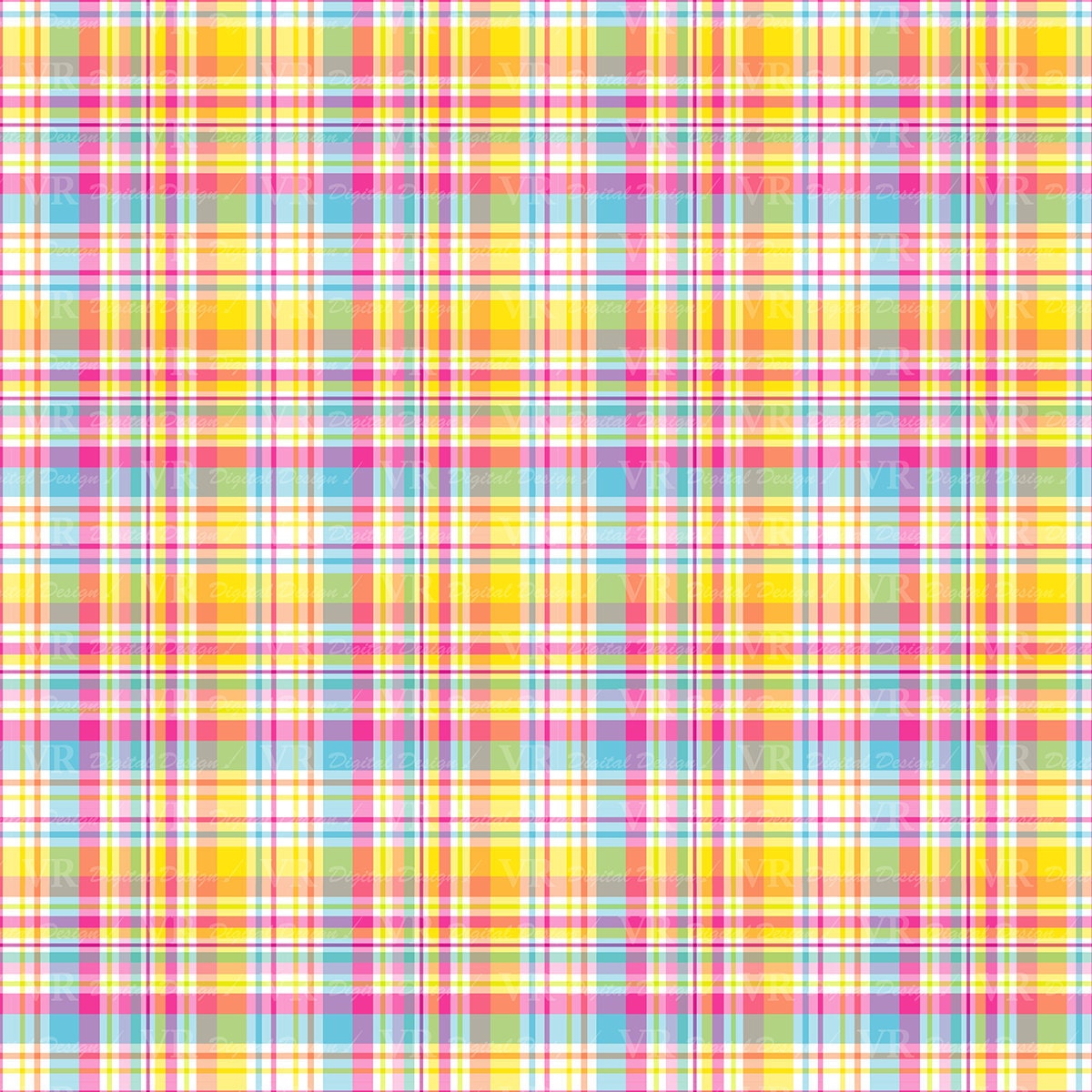 Bright Summer Plaid Digital Paper Summer Multicolored Plaid - Etsy