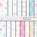 Aqua Blue and Pink Floral Digital Paper, Flower Doodles Seamless ...