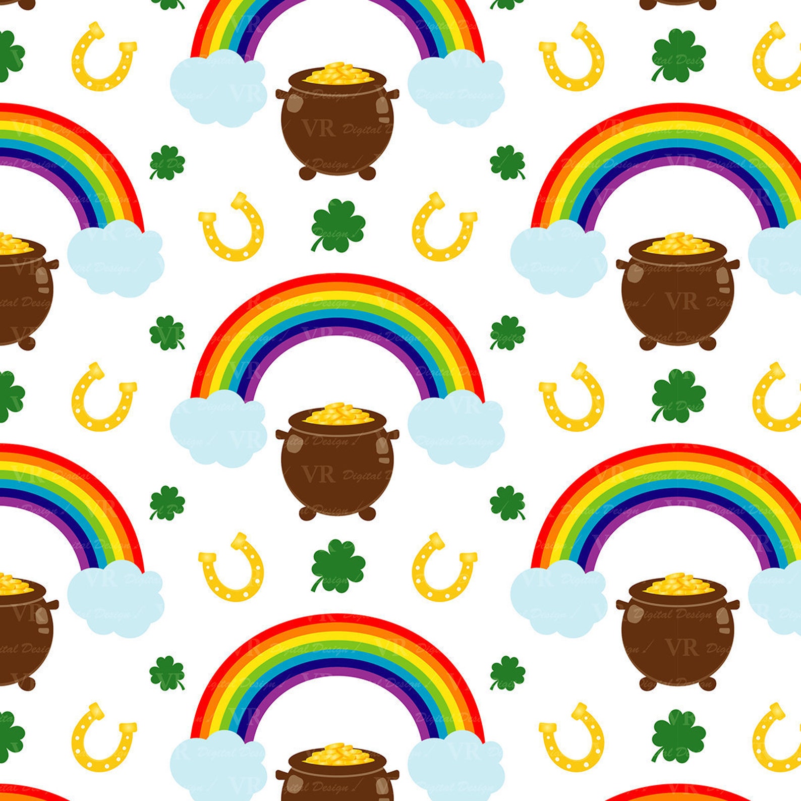 St Patricks Day Digital Paper, Irish Digital Papers, Shamrock Clover ...