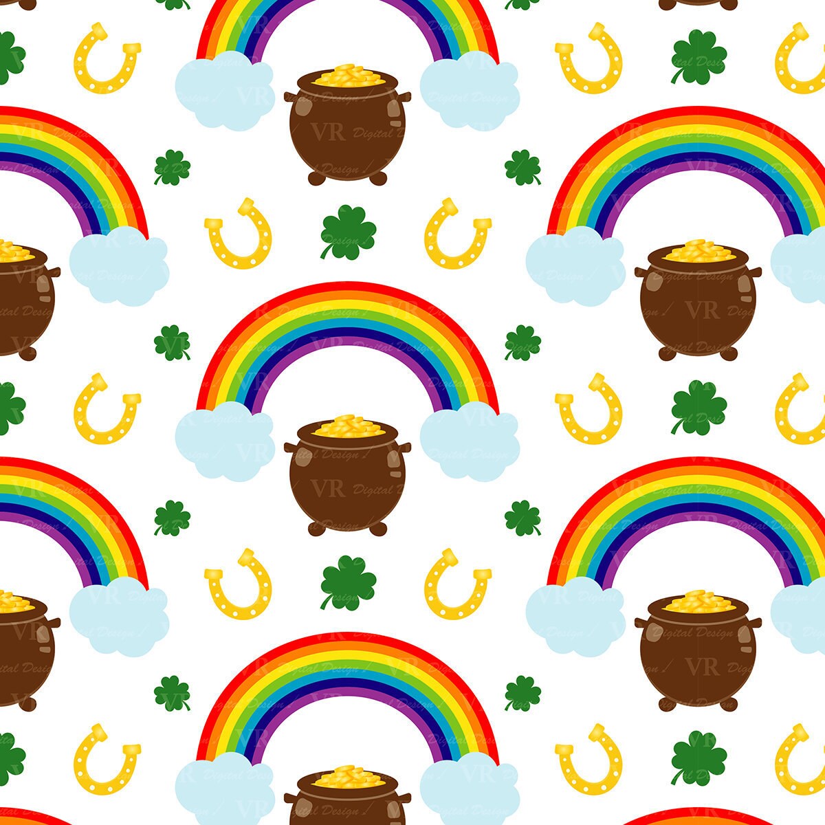 St Patricks Day Digital Paper, Irish Digital Papers, Shamrock Clover ...