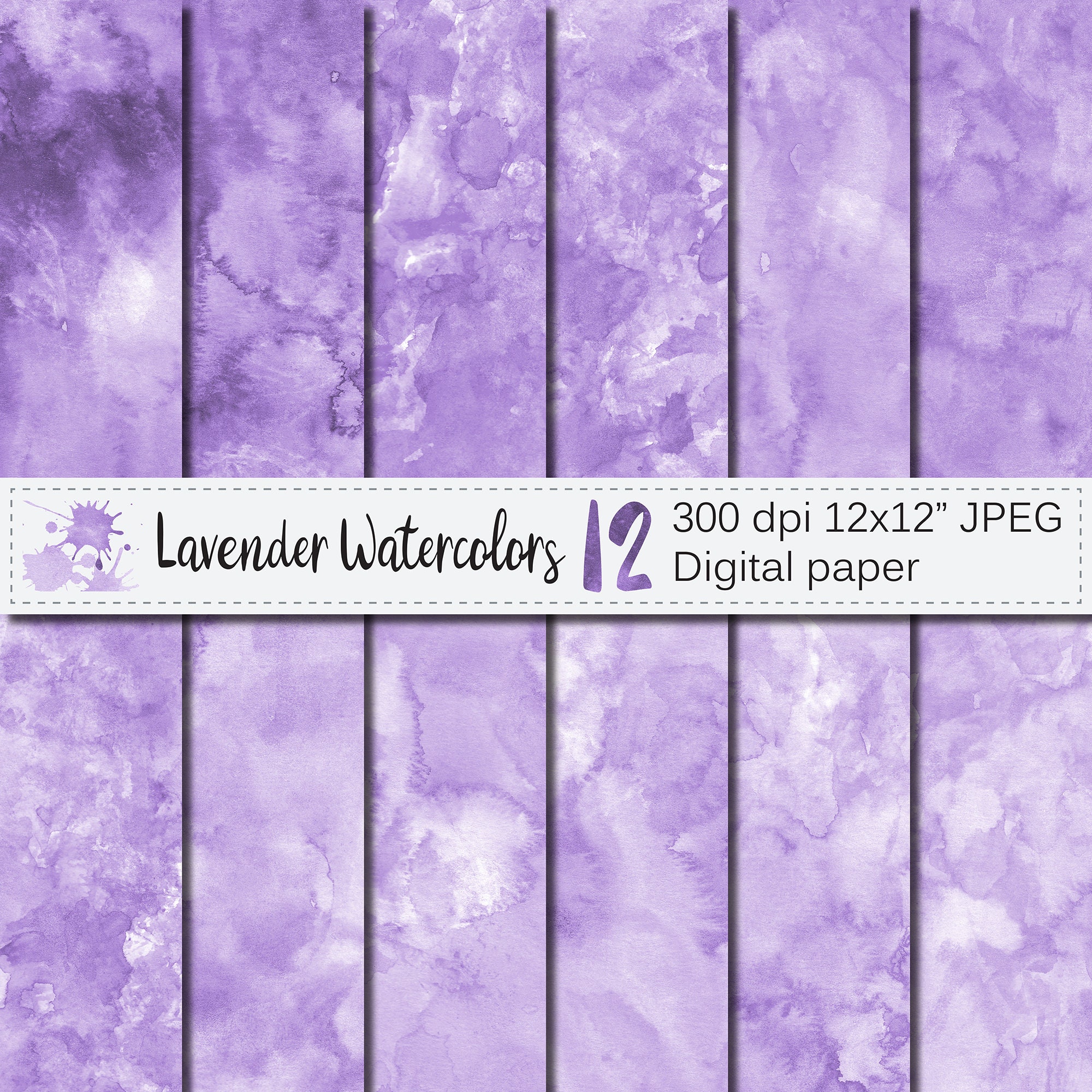 Lavender Watercolor Digital Paper, Lavender Watercolors Texture ...