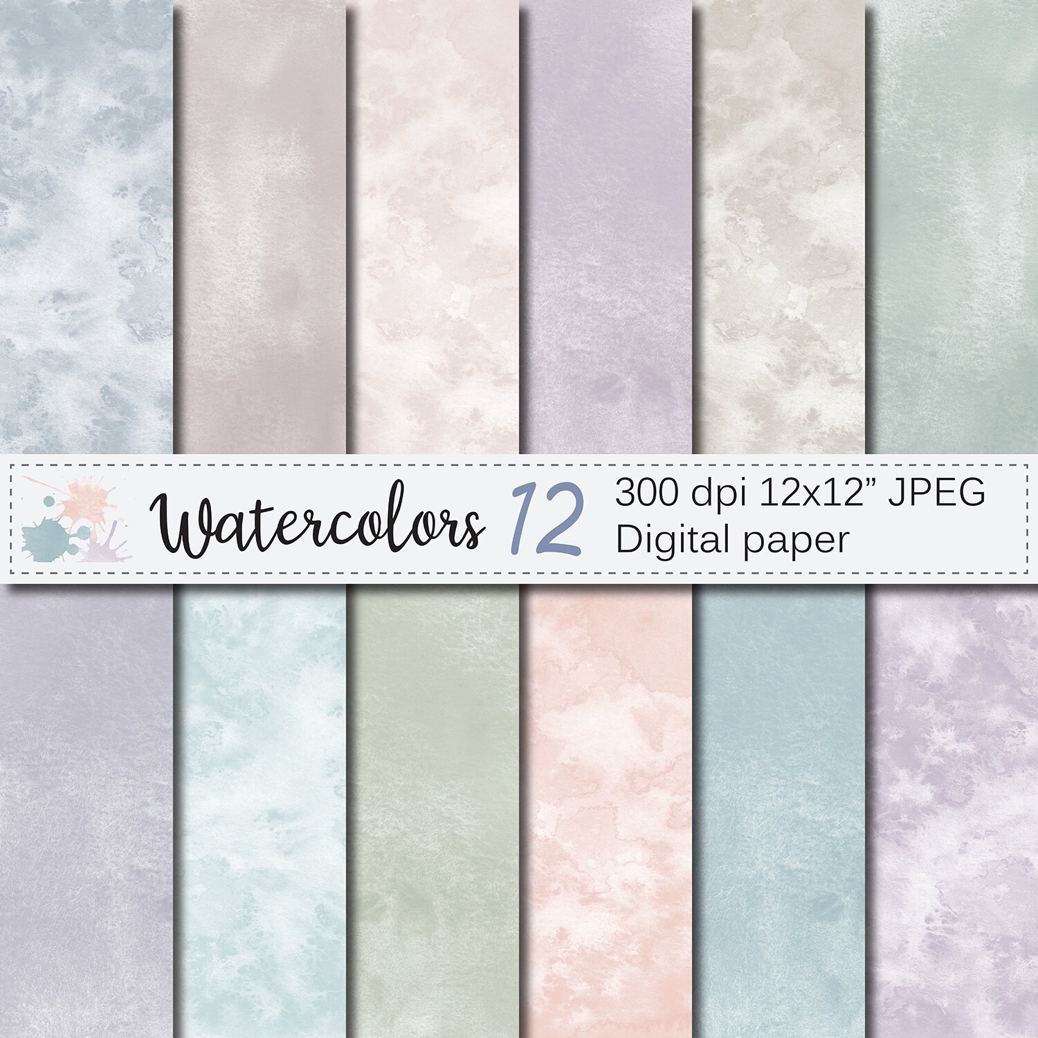 Watercolor Digital Paper, Neutral Watercolor Textures, Pastel ...