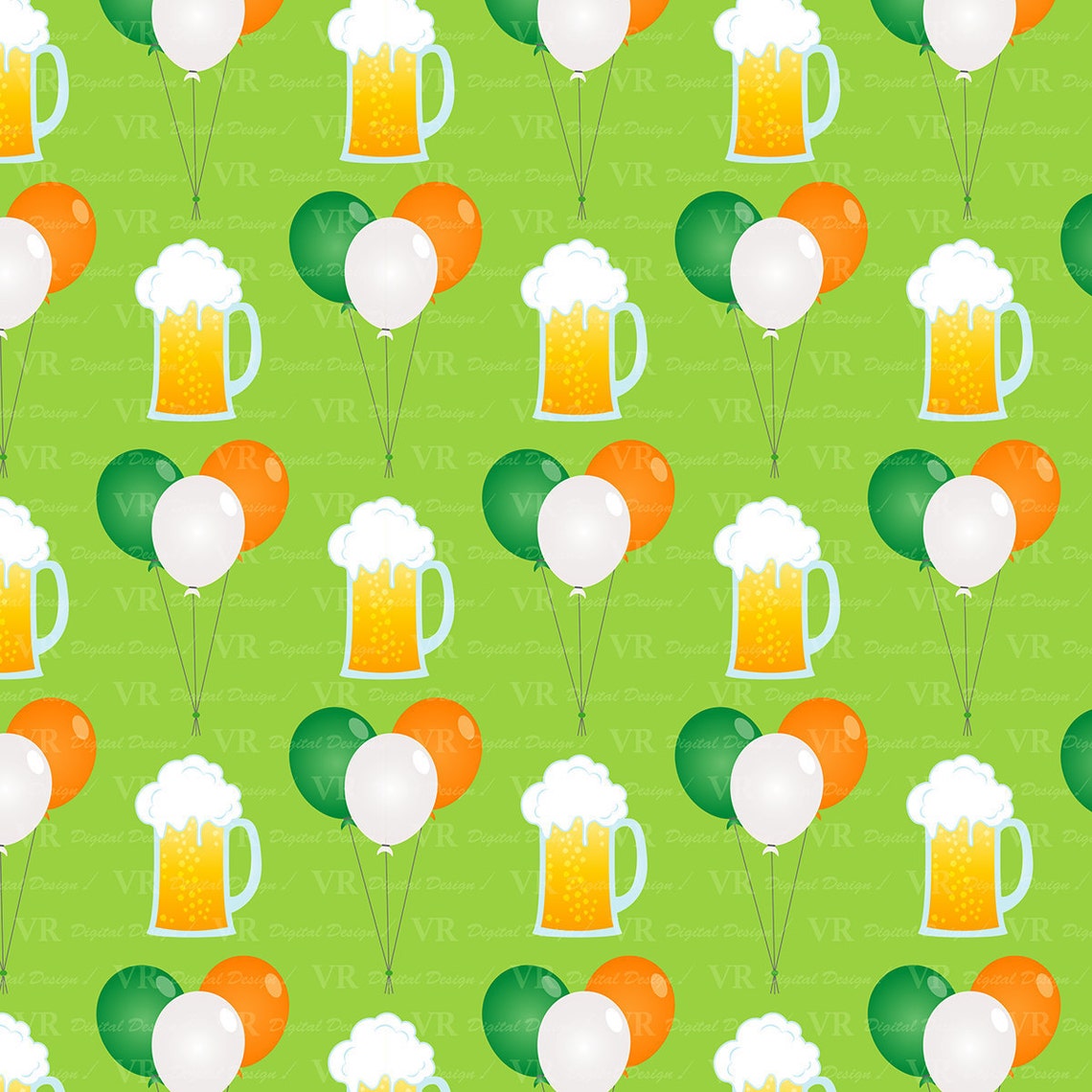 St Patricks Day Digital Paper, Irish Digital Papers, Shamrock Clover ...