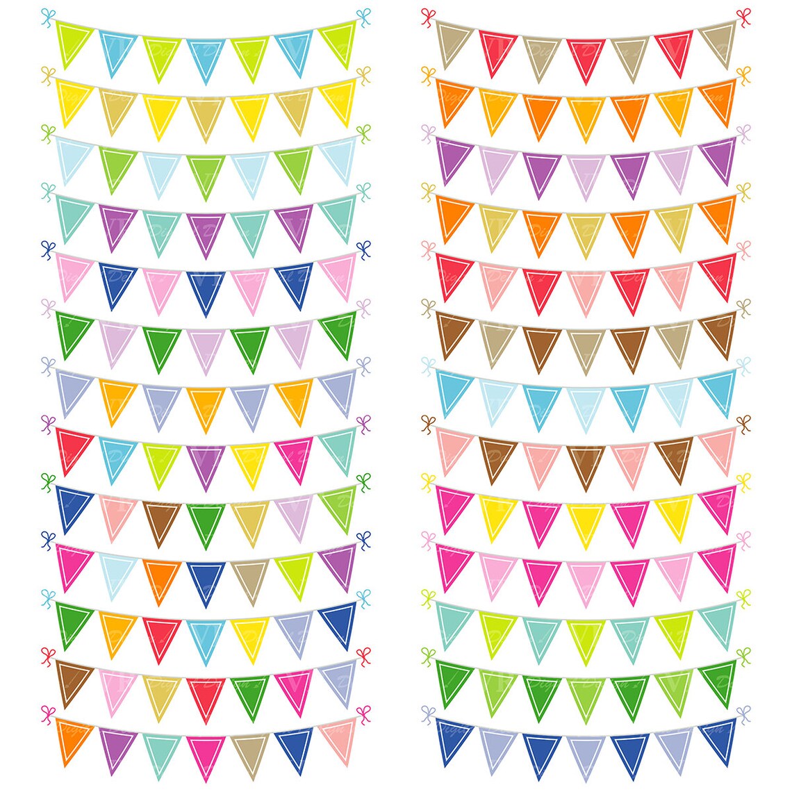 Colorful Pennant Bunting Banners Clip Art, Birthday Party Bunting ...