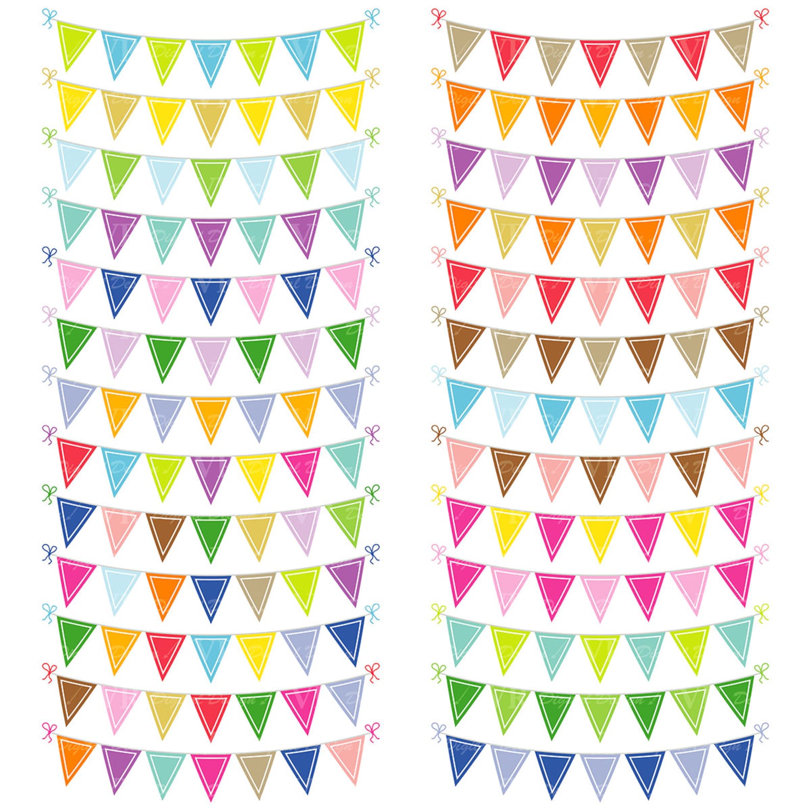 Colorful Pennant Bunting Banners Clip Art, Birthday Party Bunting ...