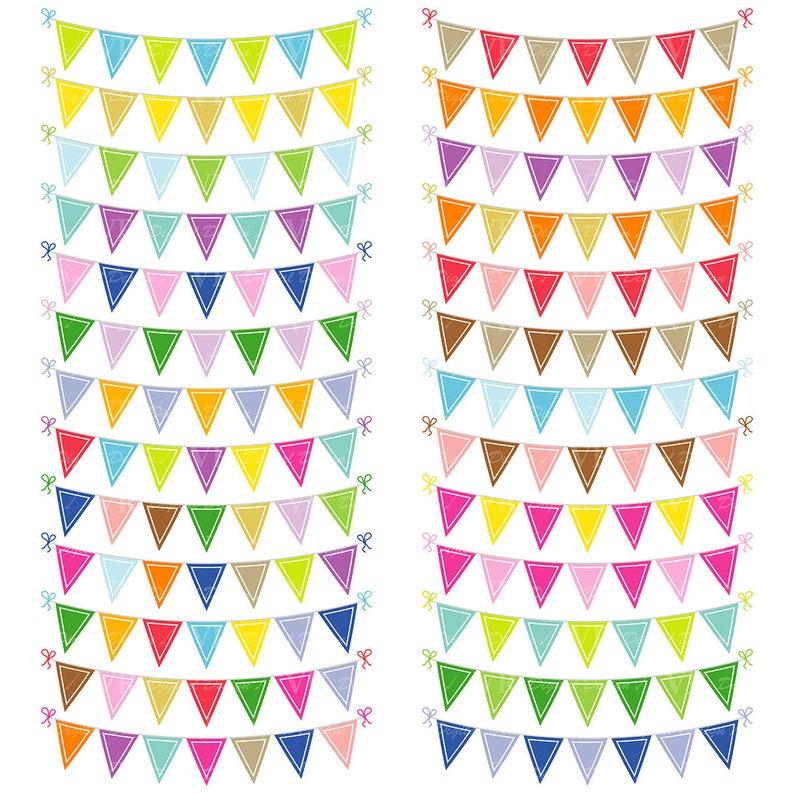 Colorful Pennant Bunting Banners Clip Art, Birthday Party Bunting ...