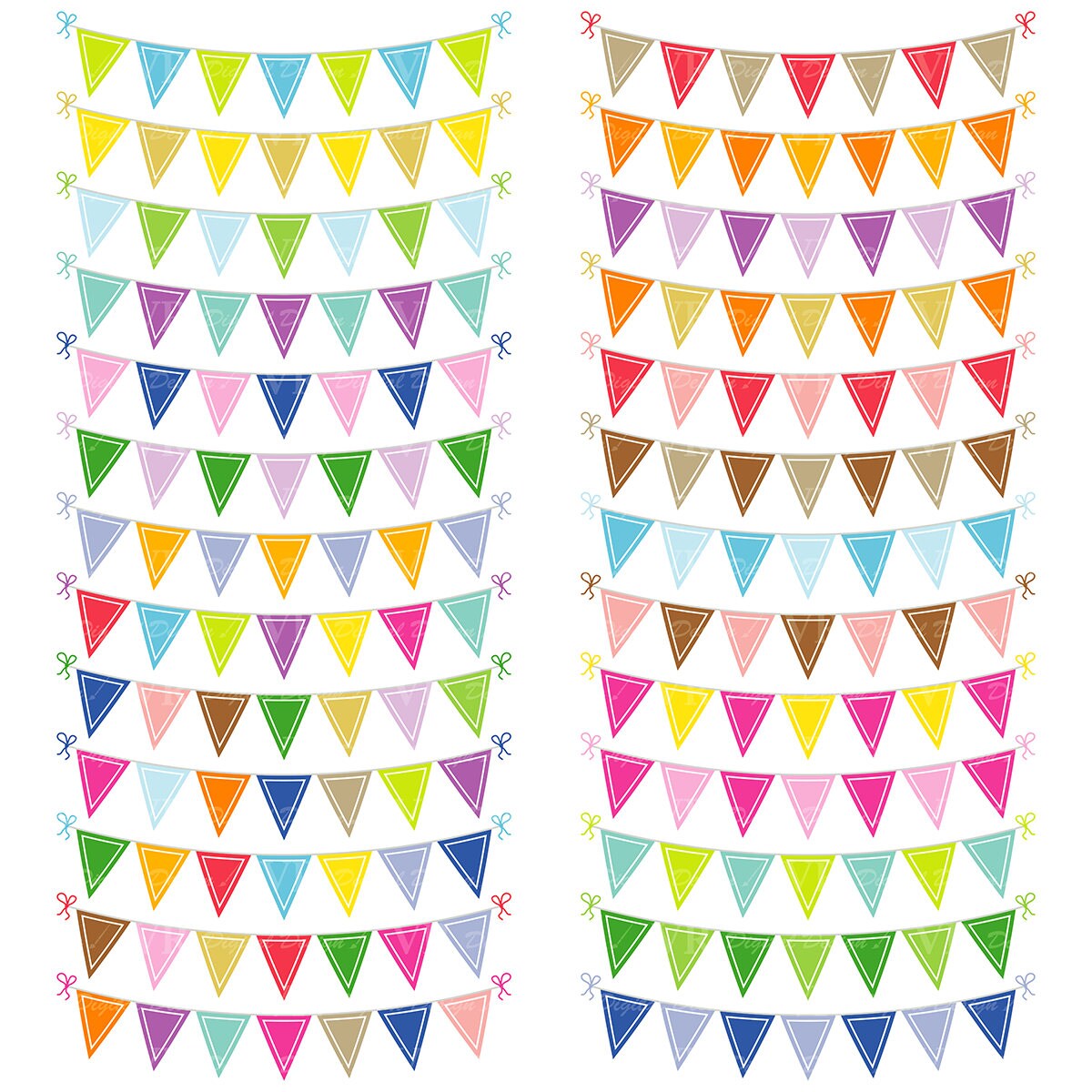 Colorful Pennant Bunting Banners Clip Art, Birthday Party Bunting ...