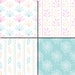 Aqua Blue and Pink Floral Digital Paper, Flower Doodles Seamless ...