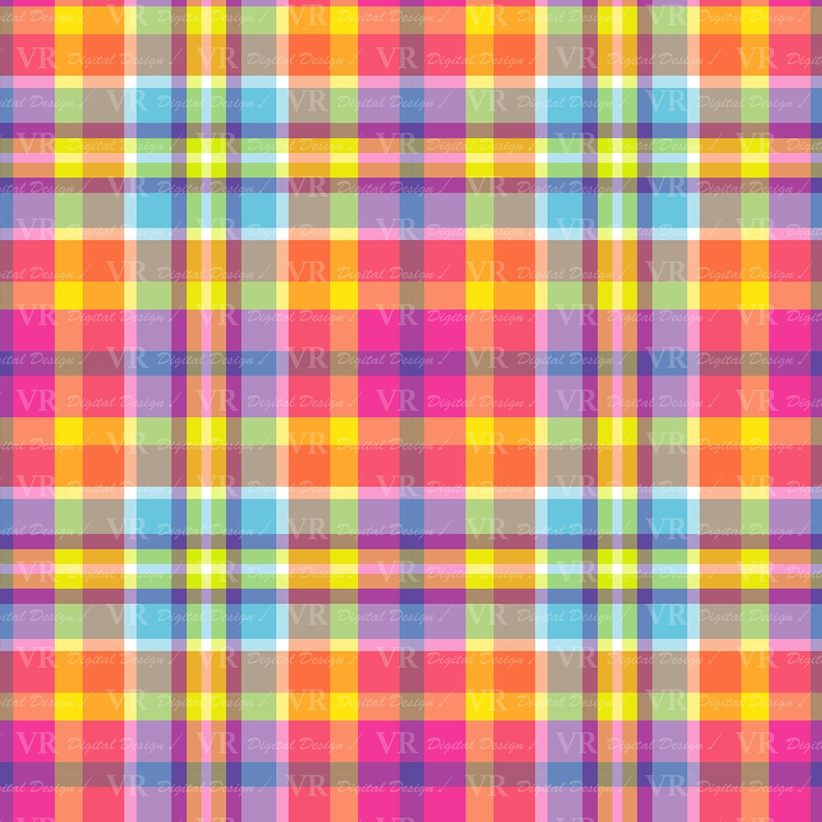 Bright Summer Plaid Digital Paper Summer Multicolored Plaid - Etsy