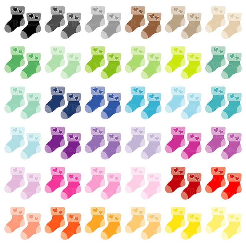 Baby Socks Clip Art, Baby Shower Clipart, Rainbow Socks Clipart ...