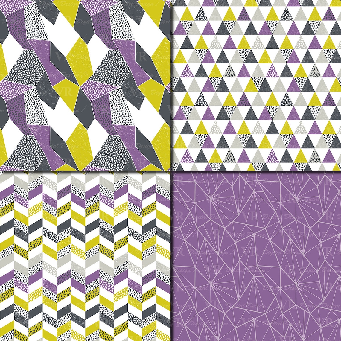 Seamless Modern Geometric Digital Paper Geometric Patterns | Etsy
