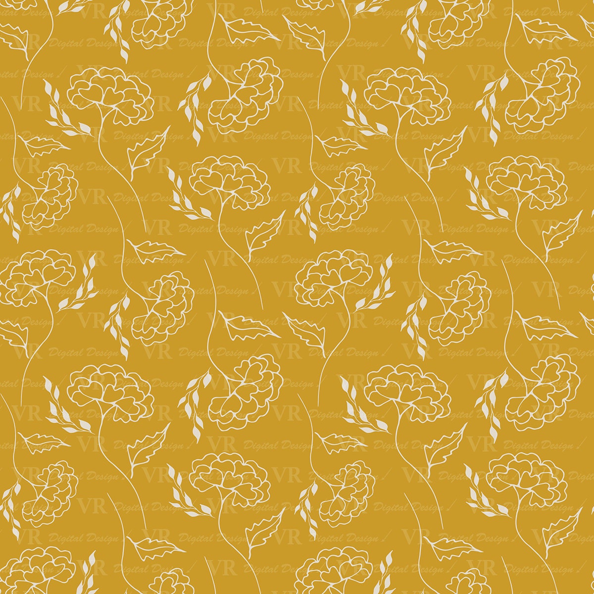 Seamless Elegant Floral Digital Paper, Hand Drawn Flowers Seamless ...