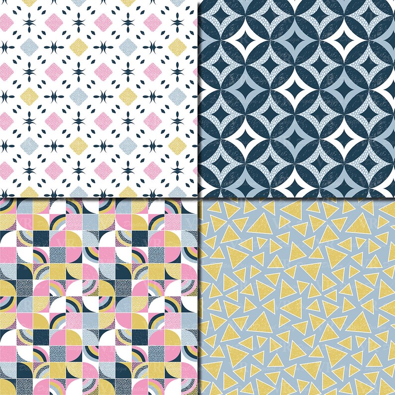 Seamless Modern Geometric Digital Paper, Geometric Patterns, Modern ...