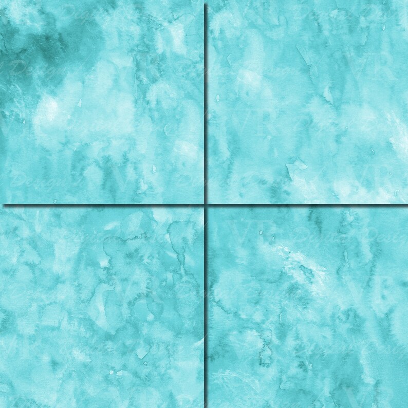 Teal Watercolor Digital Paper, Teal Watercolors Texture, Handpainted ...