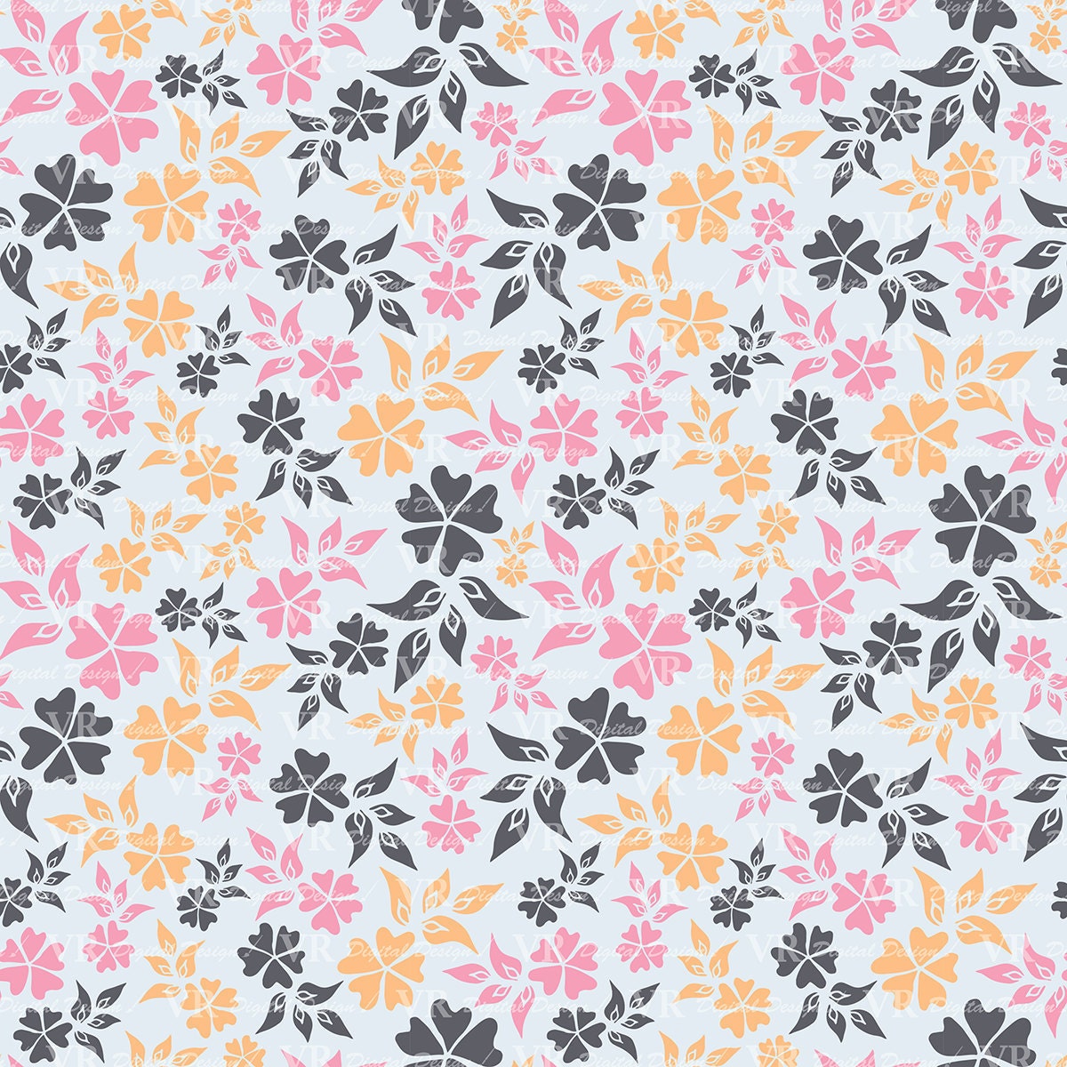 Seamless Elegant Floral Digital Paper Hand Drawn Flowers - Etsy