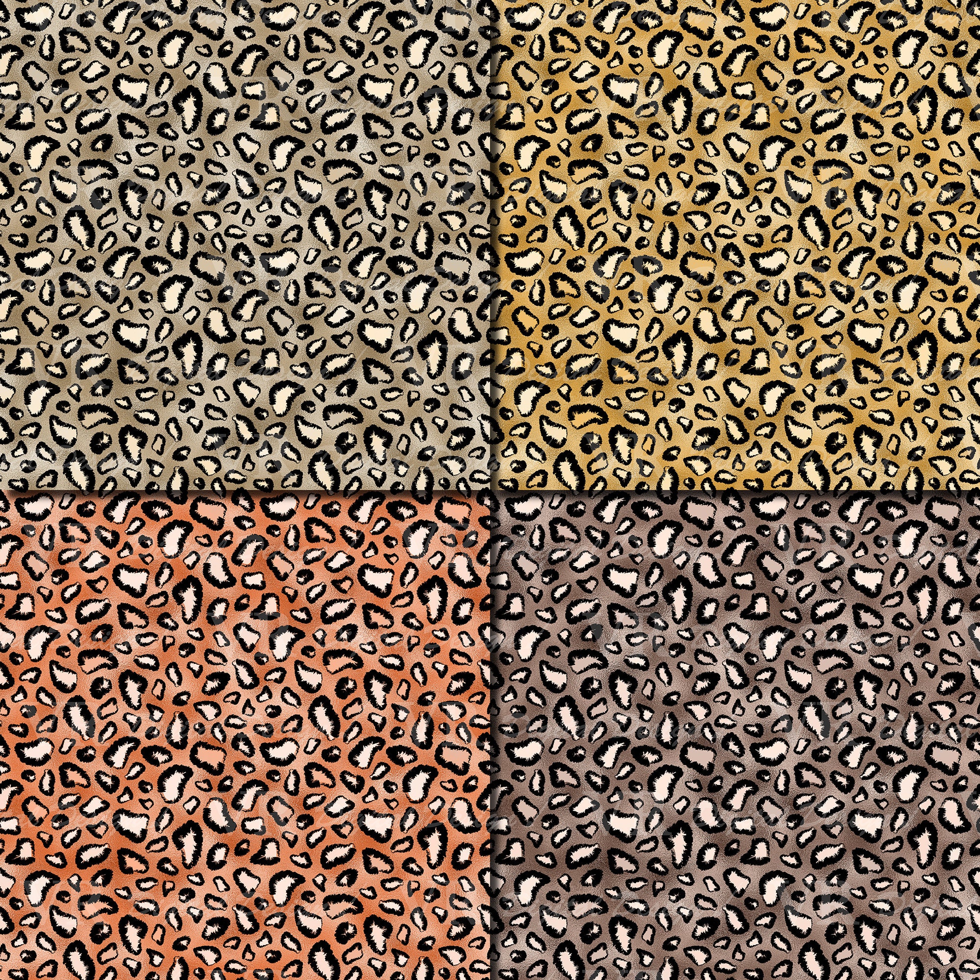 Metallic Leopard Seamless Patterns / Leopard Foil Digital Paper ...
