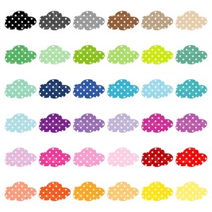 Clouds Clip Art, Polka Dot Cloud Clipart, Rainbow Clouds Clipart ...