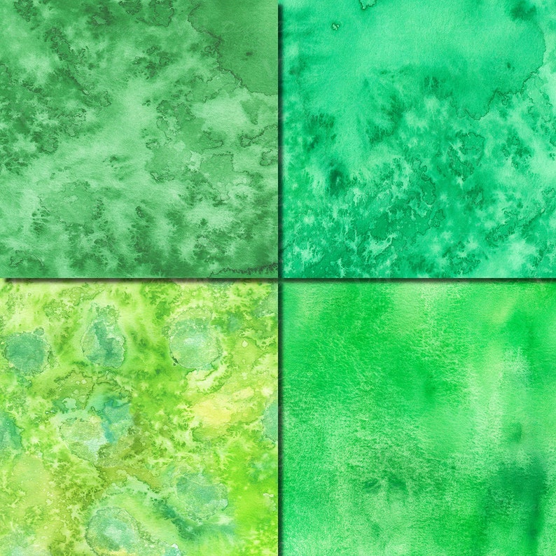 Green Watercolor Digital Paper, Watercolor Textures, Hanpainted ...