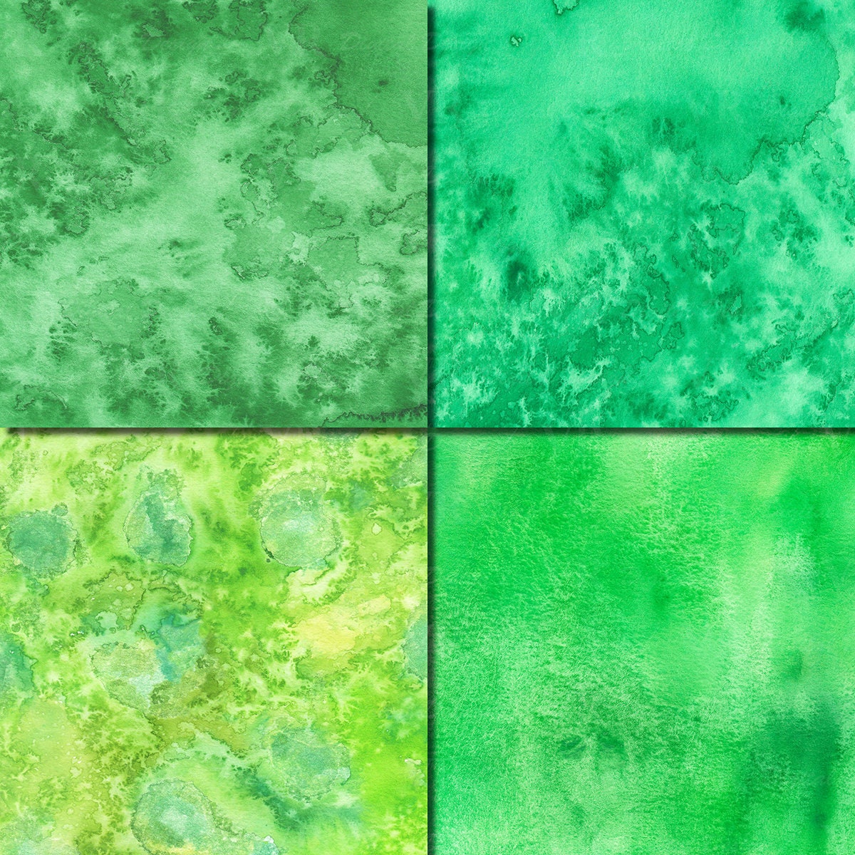 Green Watercolor Digital Paper, Watercolor Textures, Hanpainted ...