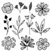 Floral Doodles Clipart, Flowers Doodle Clipart, Hand Drawn Flower ...