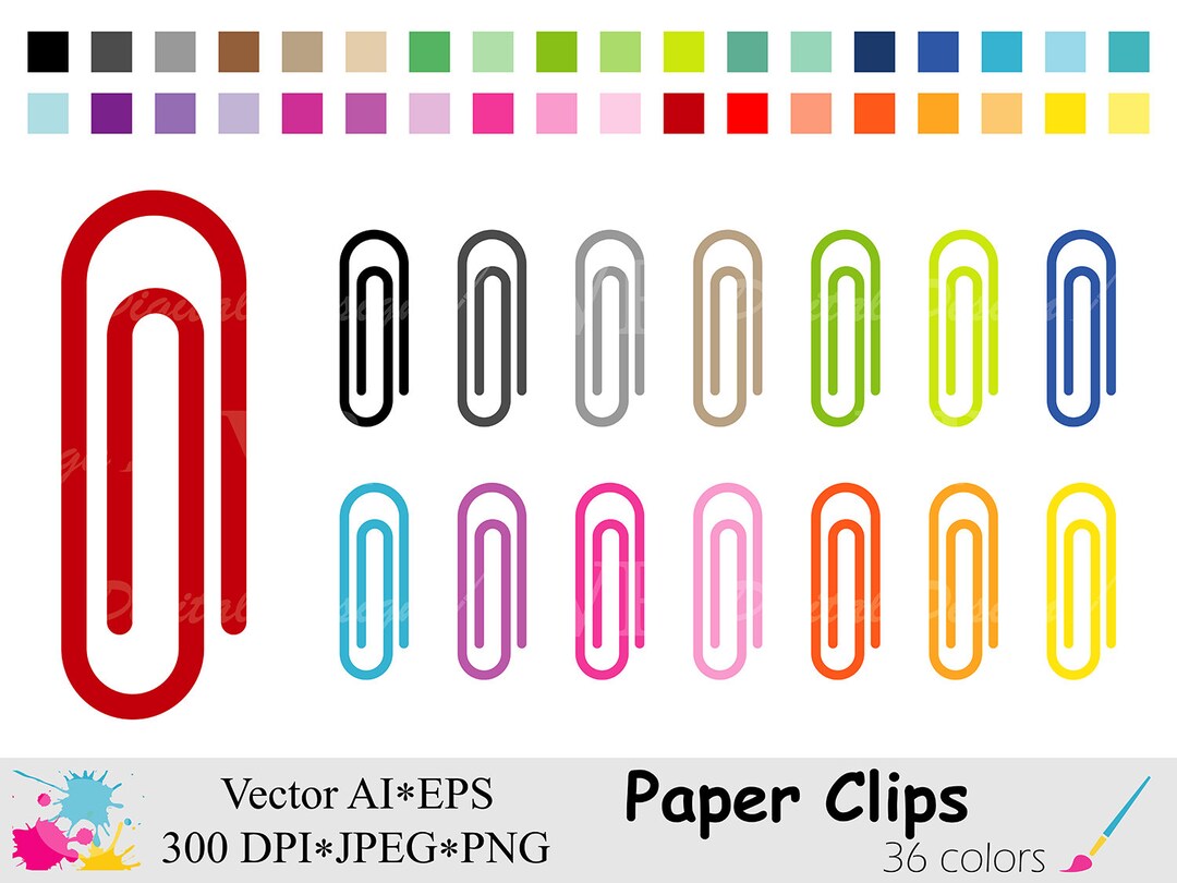 Rainbow Paper Clips Clip Art, School Supplies Clipart, Paper Clip ...
