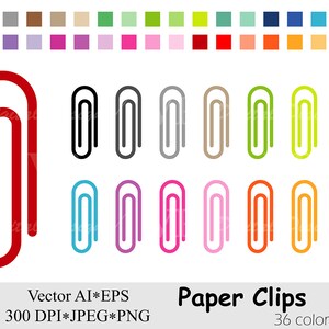 Rainbow Paper Clips Clip Art, School Supplies Clipart, Paper Clip ...