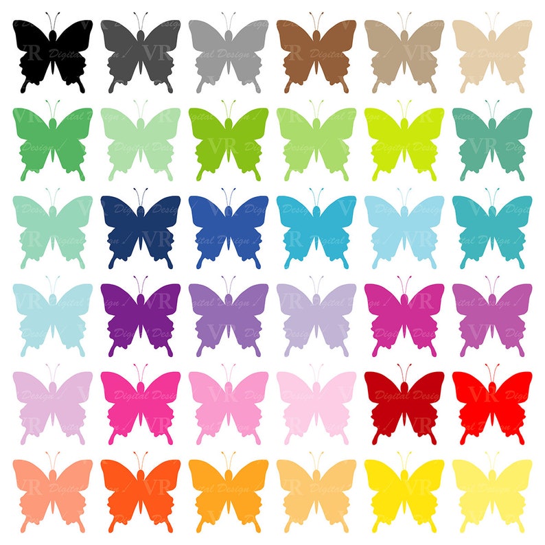 Rainbow Spring Butterfly Clip Art, Butterflies Clipart, Butterfly ...