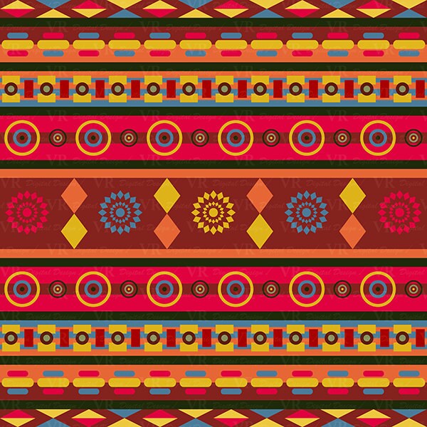 Aztec Digital Paper Set, Ethnic Tribal Digital Papers, Bright Geometric ...