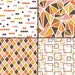 Retro Geometric Digital Paper, Brown Orange Yellow Pink Seamless ...