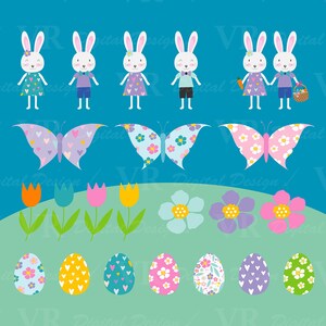 Easter Bunny Digital Clipart Easter Rabbit Clipart Easter - Etsy