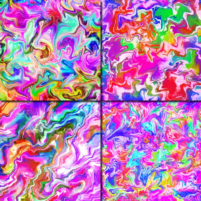 Colorful Marble Abstract Digital Paper / Rainbow Marble Backgrounds ...