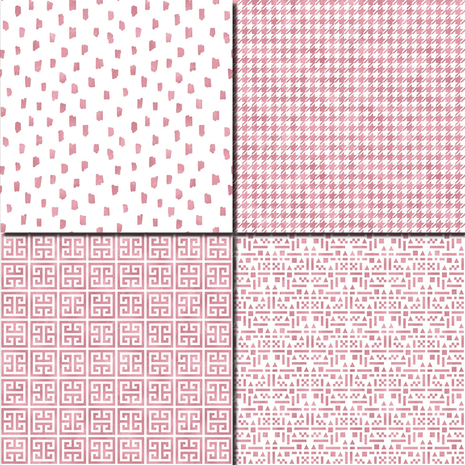 Rose Gold Foil Digital Paper, Seamless Blush Pink Metallic Foil ...