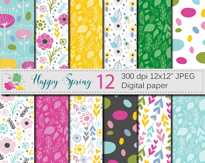 Seamless Bright Spring Digital Paper happy Spring - Etsy