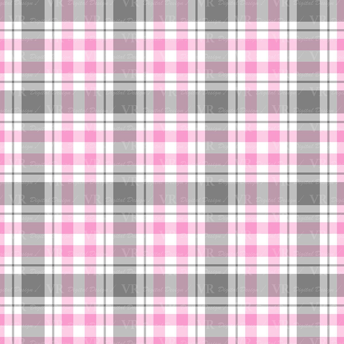 Pink and Grey Plaids Digital Paper Set, Pink and Grey Plaid Digital ...
