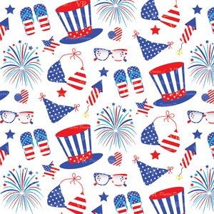 4th of July Digital Papers, Patriotic USA Red and Blue Stars and ...