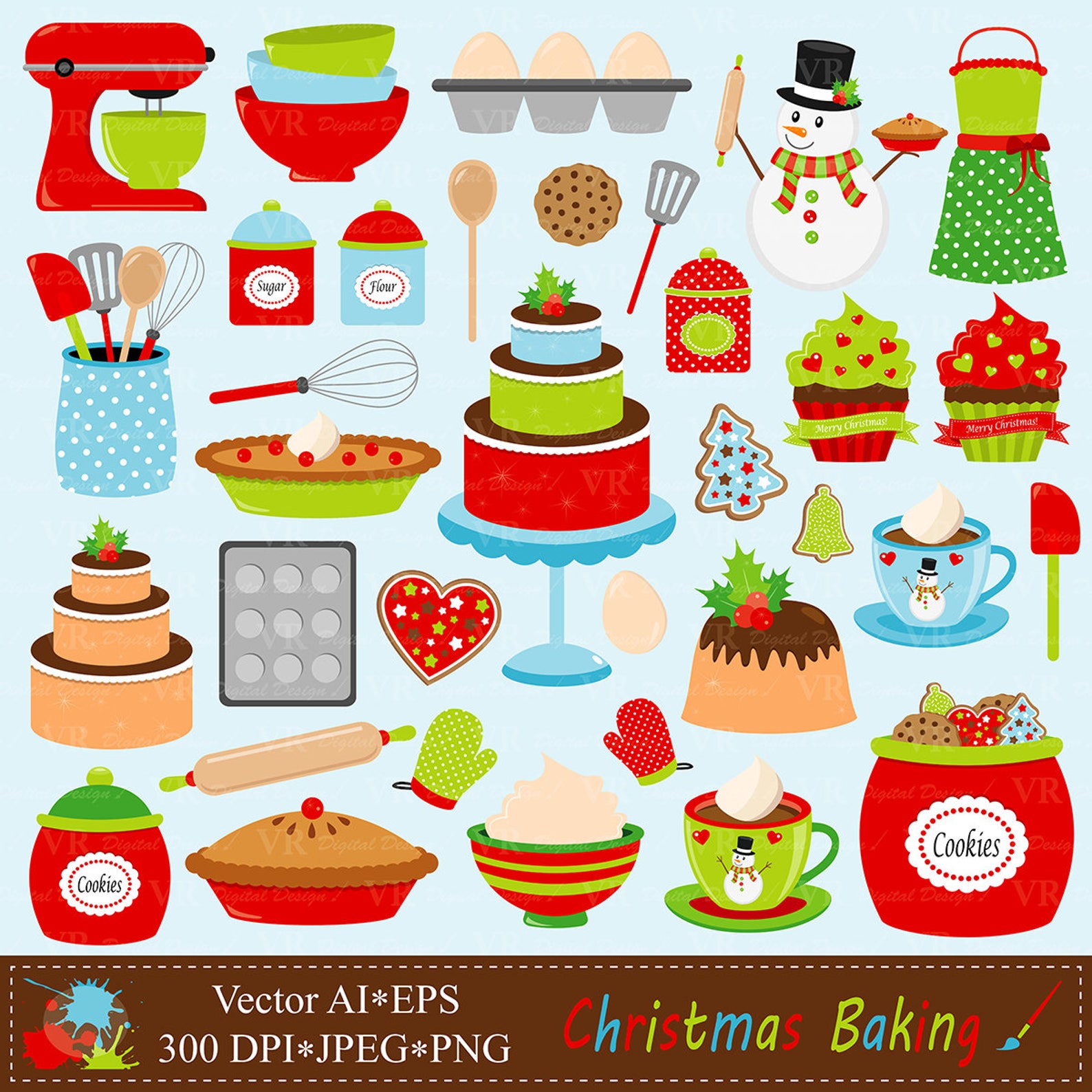 Christmas Baking Clip Art, Holiday Baking Clipart, Christmas Kitchen ...