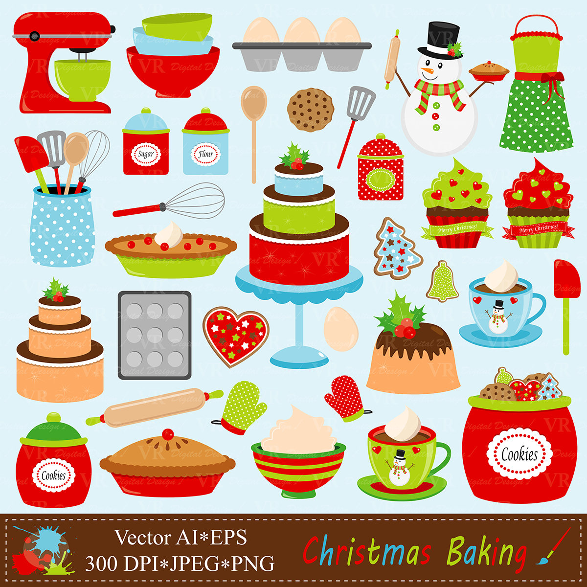 Christmas Baking Clip Art, Holiday Baking Clipart, Christmas Kitchen ...
