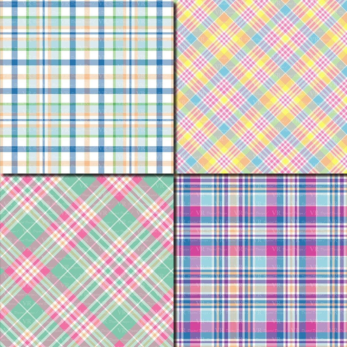 Easter Plaid Digital Paper Spring Pastel Plaid Pattern Plaid - Etsy