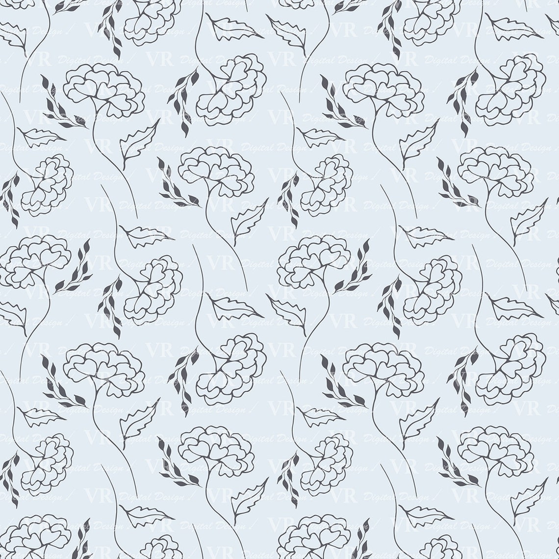 Seamless Elegant Floral Digital Paper Hand Drawn Flowers - Etsy