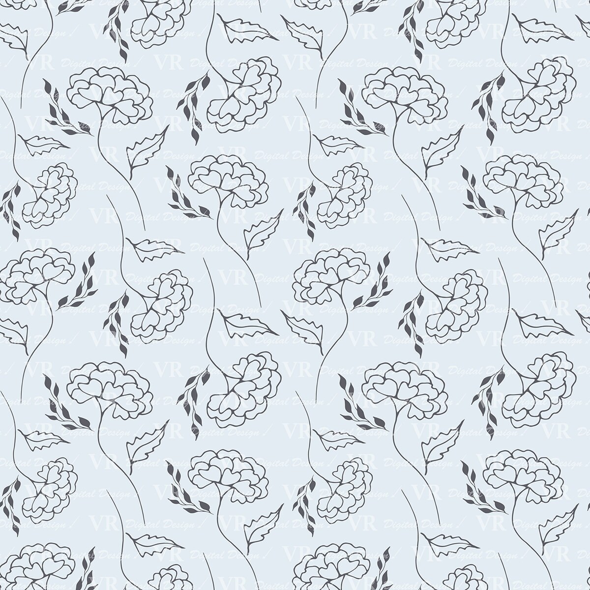 Seamless Elegant Floral Digital Paper Hand Drawn Flowers - Etsy