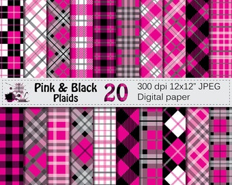 Blue and Black Plaids Digital Paper Buffalo Plaid Lumberjack | Etsy