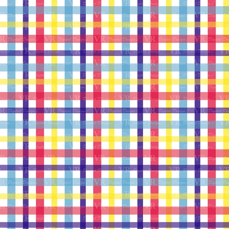 Spring Plaid Digital Paper Set, Bright Colorful Plaid Digital Scrapbook ...