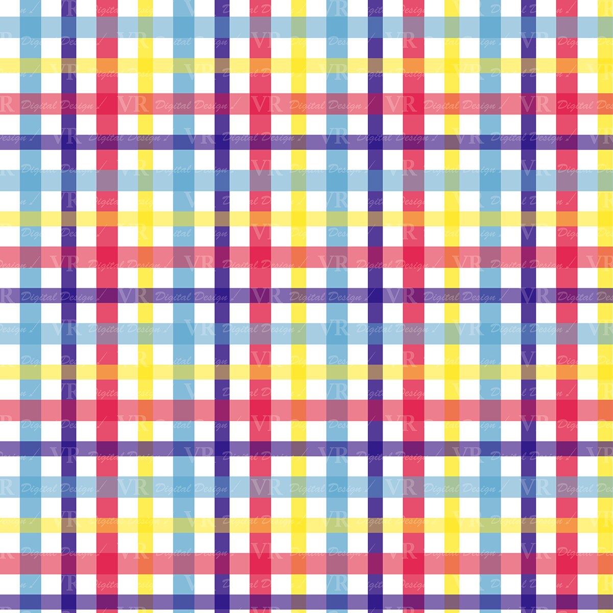 Spring Plaid Digital Paper Set, Bright Colorful Plaid Digital Scrapbook ...