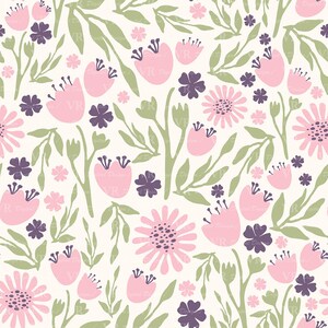 Seamless Spring Floral Digital Paper, Hand Drawn Flowers Seamless ...
