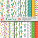 Cactus Digital Paper, Cute Cacti Plants Seamless Patterns, Bright ...