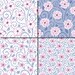 Floral Swirls Digital Paper, Blue, Pink and Purple Floral Seamless ...