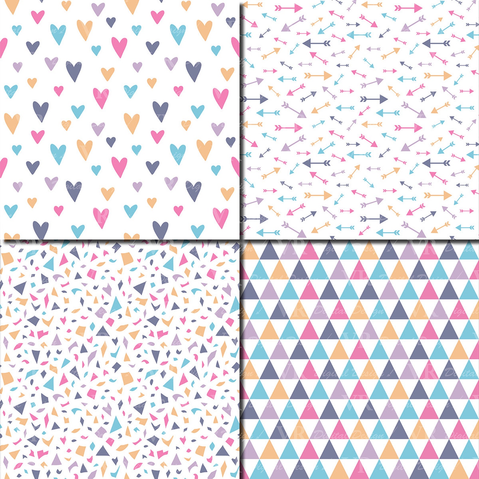 Seamless Pastel Digital Paper Pack Pastel Flowers and Leaves - Etsy