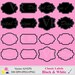 Labels Clip Art, Frames Clipart, Black and White Digital Labels Frames ...