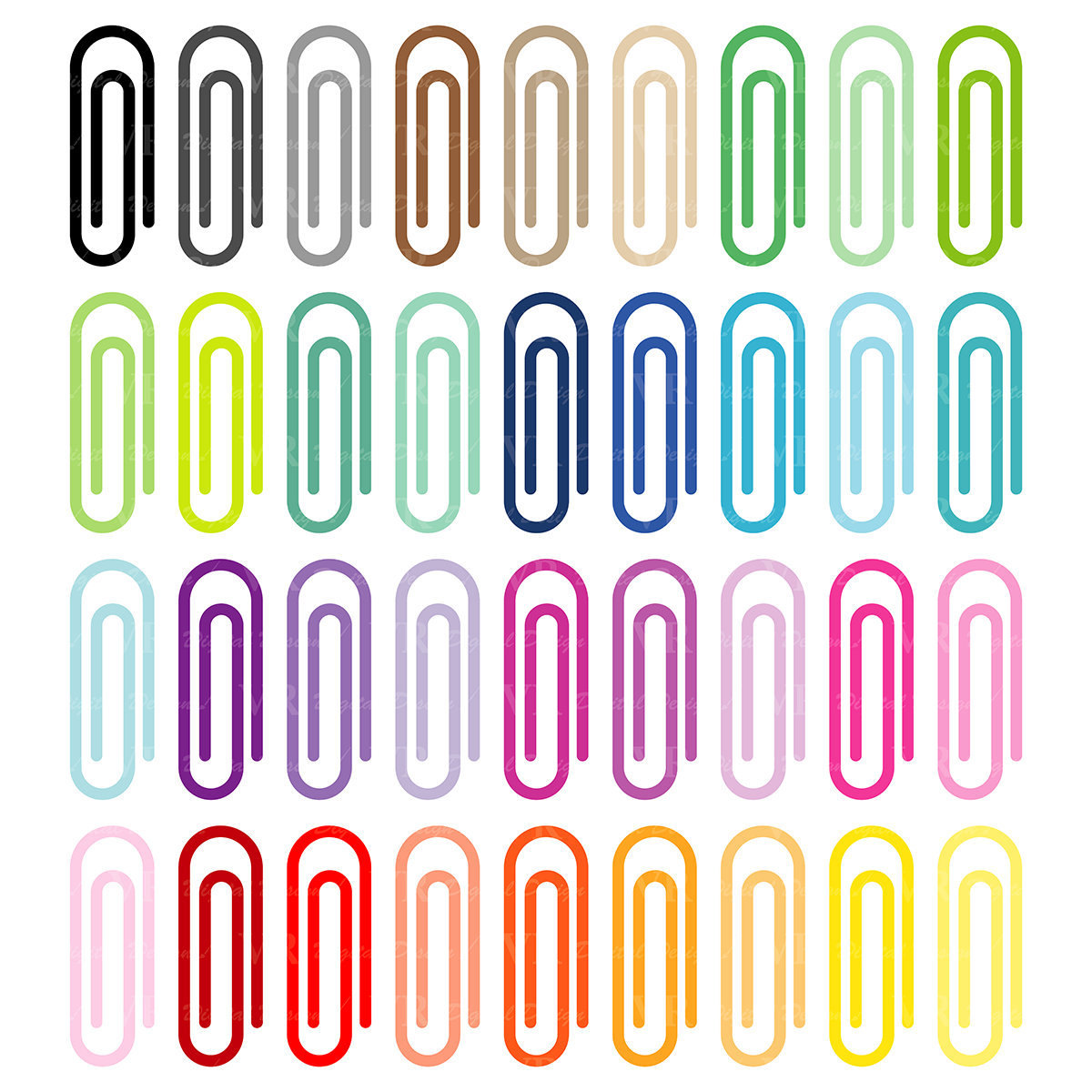 Rainbow Paper Clips Clip Art, School Supplies Clipart, Paper Clip ...