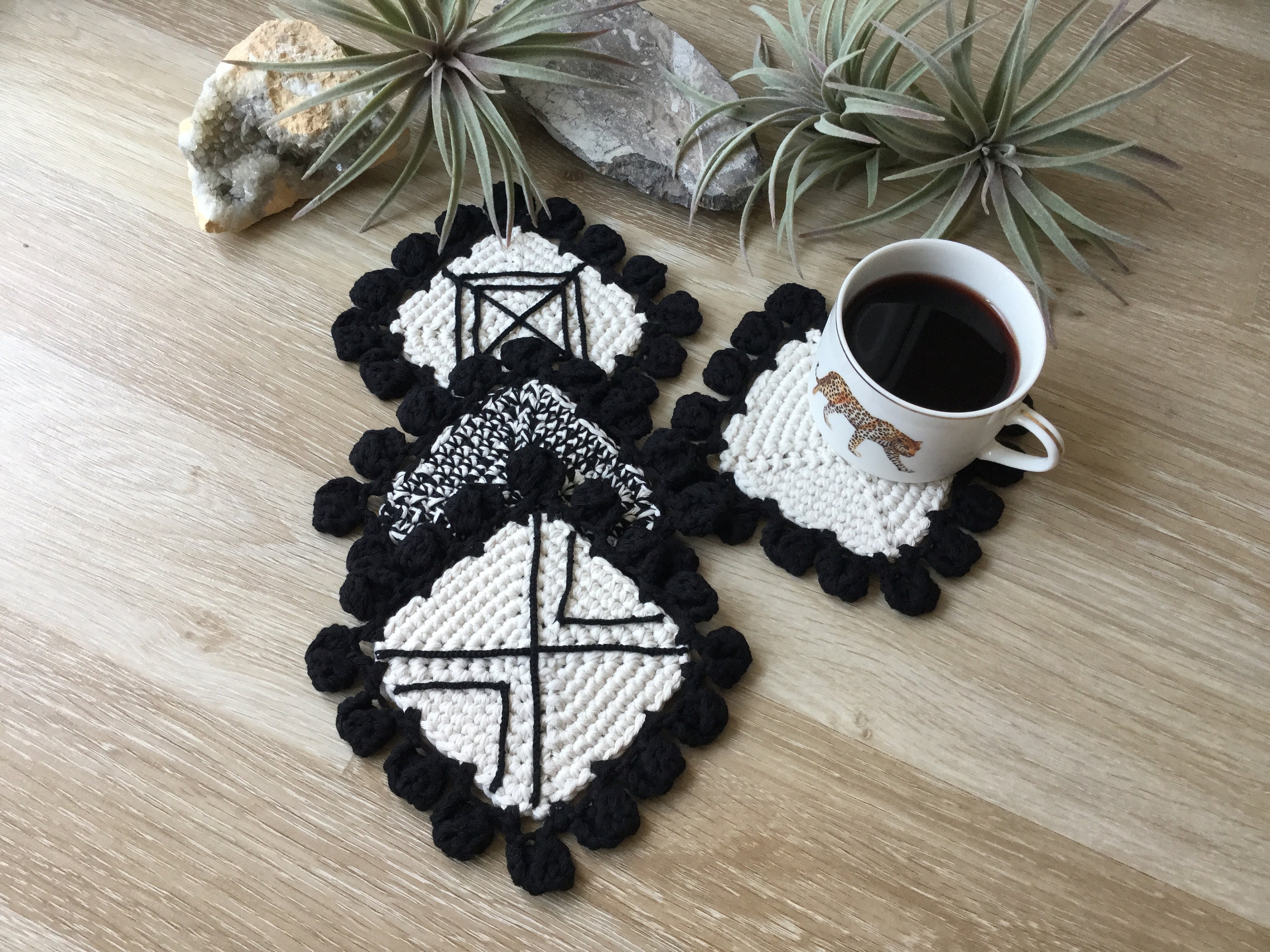 Tribal Cotton Crochet Coasters,tribal Home Decor,home Gift,rustic Home ...